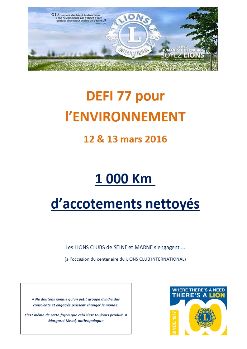 DEFI 77pub | Lions Club Provins-Nangis-Bray/Seine